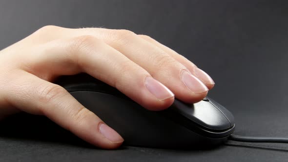 Person Hand on Mouse, Black, Side View, Stock Footage | VideoHive
