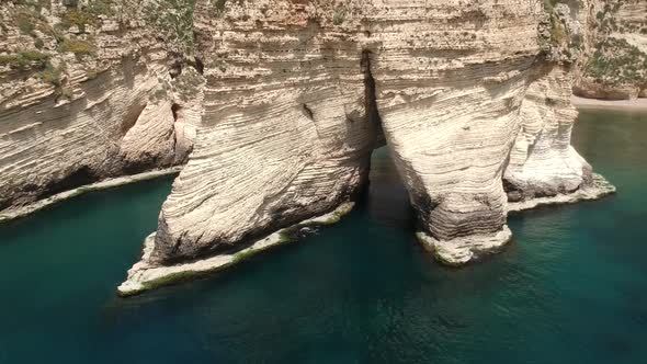 Crane Shot Rising Up Revealing Beirut Beautiful Cityscape Behind ...