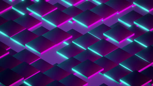 Neon Retro Tiles or Squares Grid in Subtle Natural Motion Seamless Loop ...