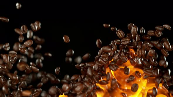 Coffee Beans and Flames After Being Exploded in Super Slow Motion ...