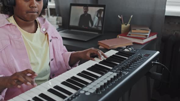 Child Playing Synthesizer at Home, Stock Footage | VideoHive