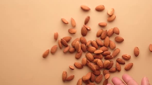 Slow Motion of Dropping Almond Nuts on Table, Stock Footage | VideoHive