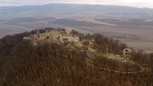Aerial view of castle in Velky Saris city in Slovakia, Stock Footage