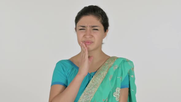 Sick Indian Woman Having Toothache White Background, Stock Footage