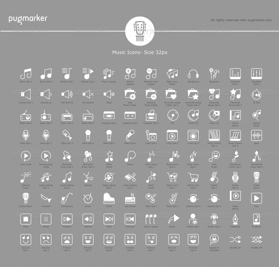 Music icons, Icons | GraphicRiver