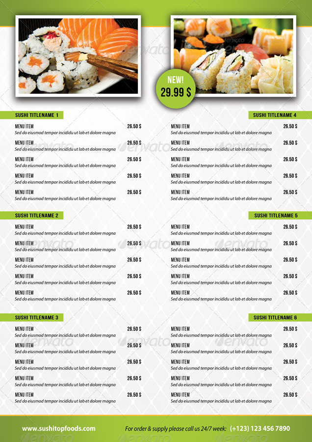Sushi Restaurant Menu Bundle 03, Print Templates | GraphicRiver