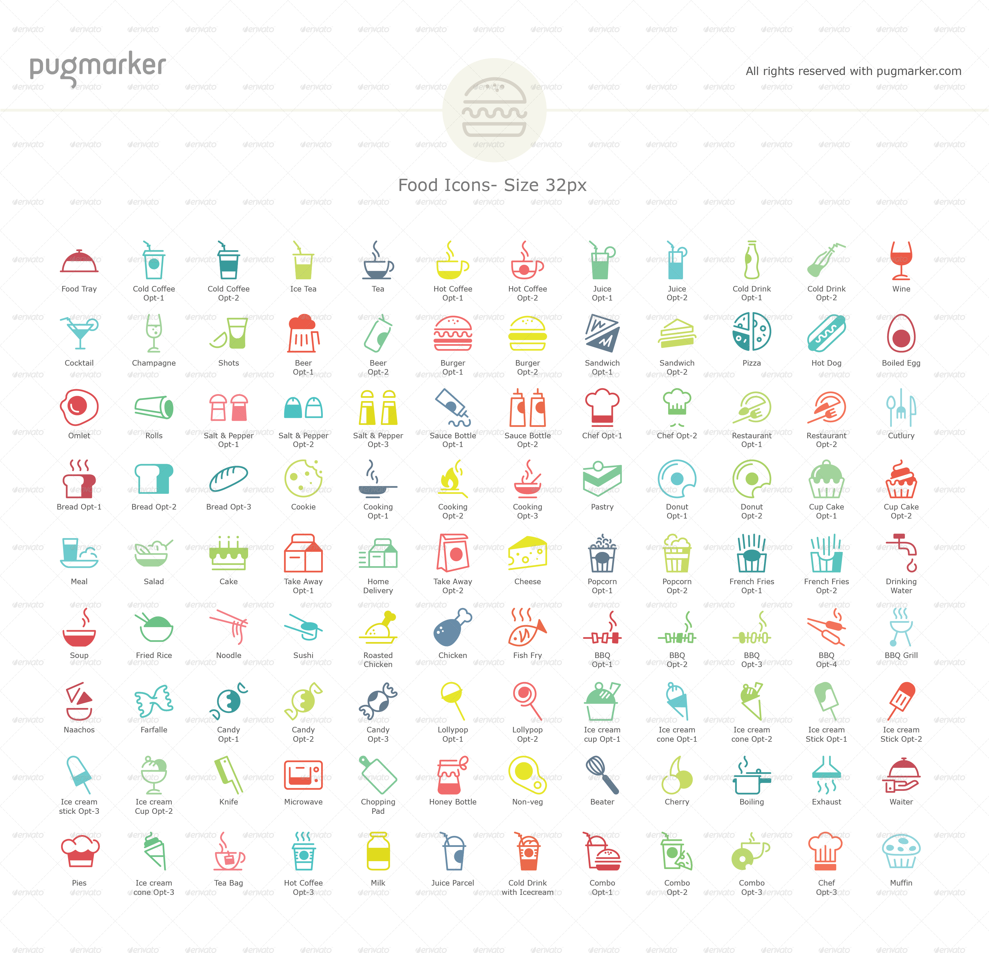 Food icons, Icons | GraphicRiver