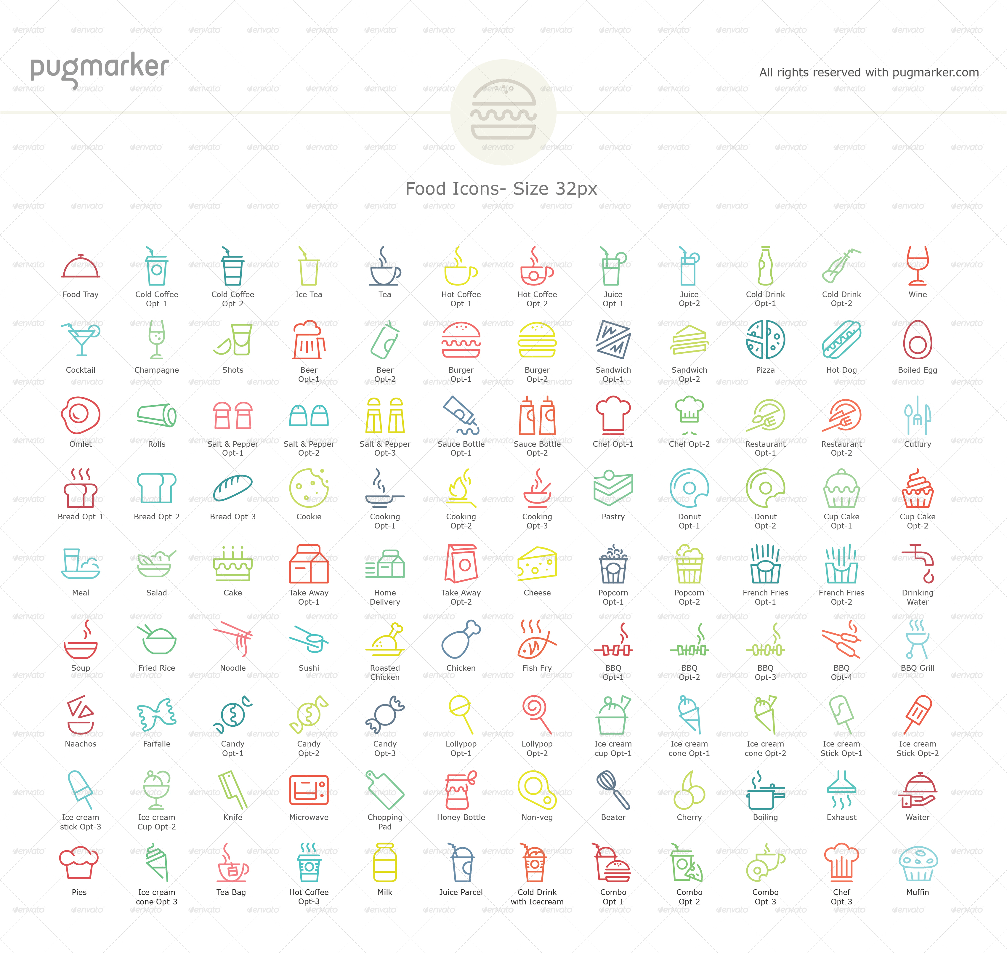 Food icons, Icons | GraphicRiver