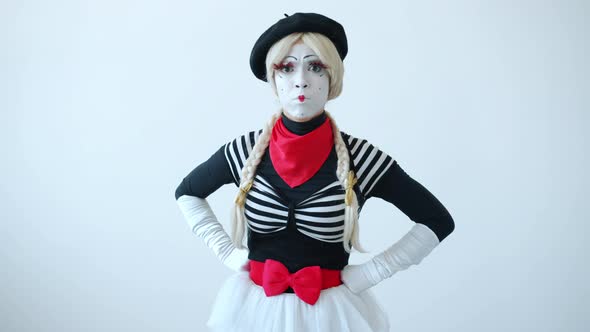 Cute Female Mime Shushing Touching Lips with Finger Asking To Keep ...