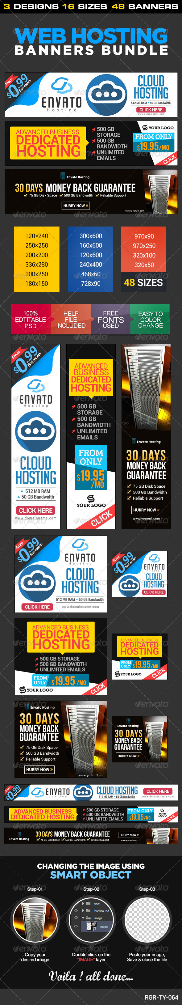 Web Hosting Banner Bundle - 3 sets by BannerDesignCo | GraphicRiver