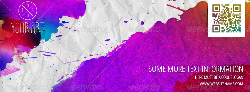 Watercolor Art Style Facebook Timeline Template, Web Elements ...