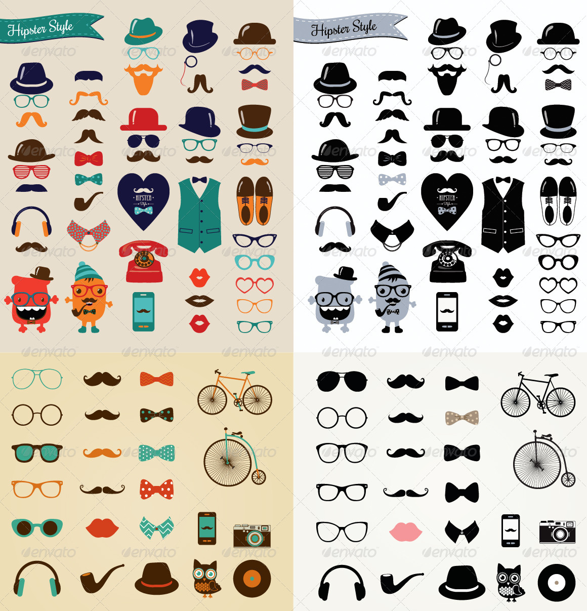 Big Collection of Vintage Icons, Vectors | GraphicRiver