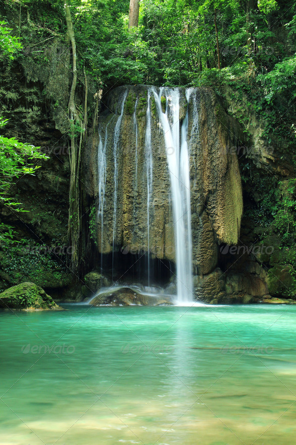 Deep forest waterfall Stock Photo by foto76 | PhotoDune
