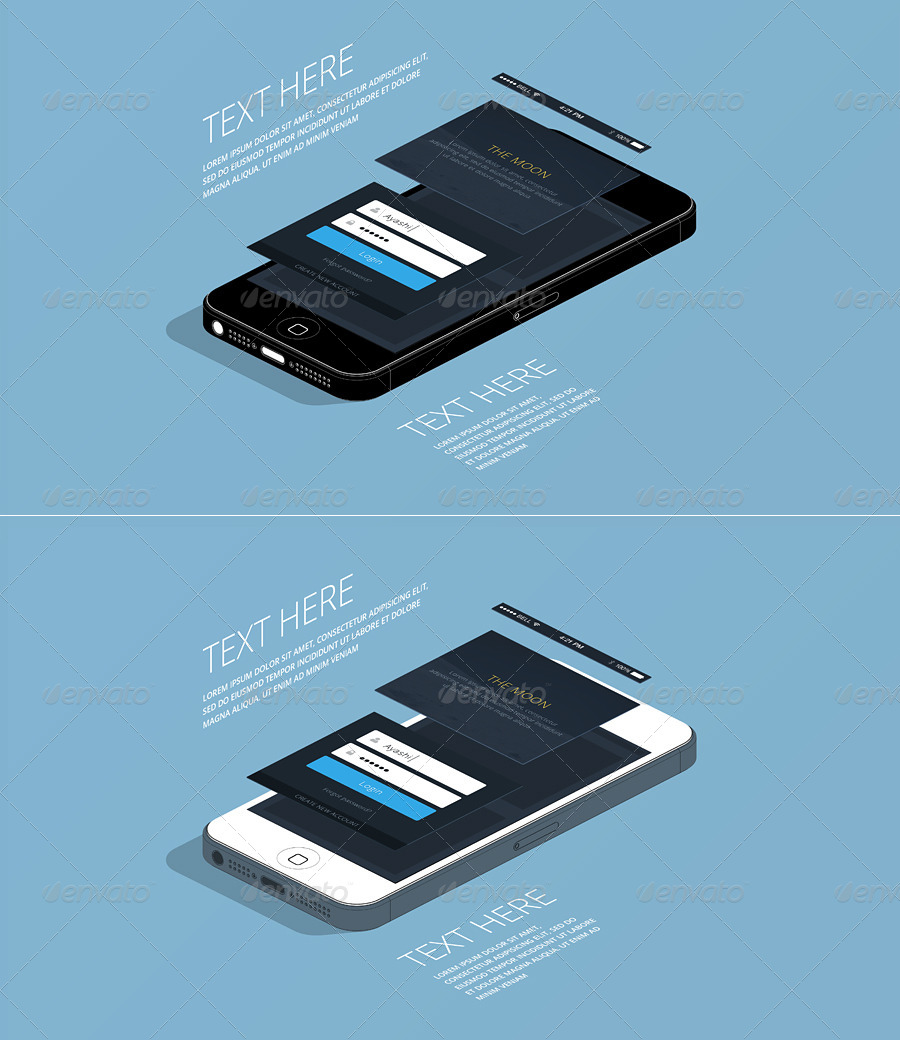 3D Flat Phone - App Mockup, Graphics | GraphicRiver