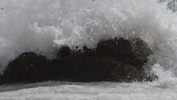 Sea Water Smashes into Rocks, Stock Footage | VideoHive