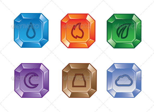 Set of Elemental Gems 2 for Match 3 Puzzle Game by TikaZ | GraphicRiver