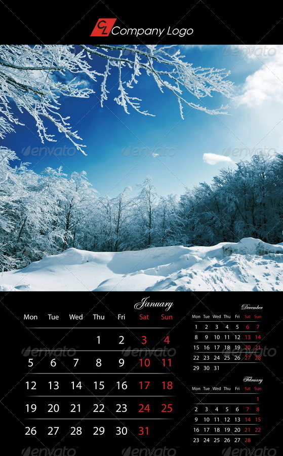 2015 Black Calendar template, Print Templates | GraphicRiver