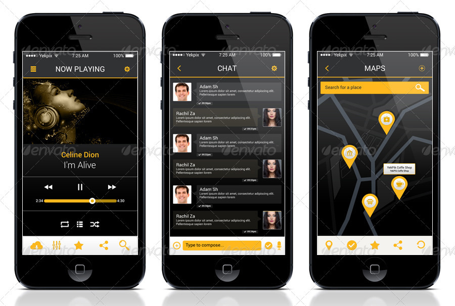 YekPix Flat Mobile App UI User Interfaces PSD, Web Elements | GraphicRiver
