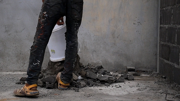 Worker Throwing Construction Waste, Stock Footage | VideoHive