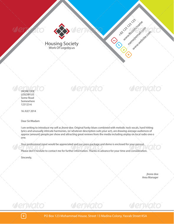 Stylish Housing Society Letterhead, Print Templates | GraphicRiver