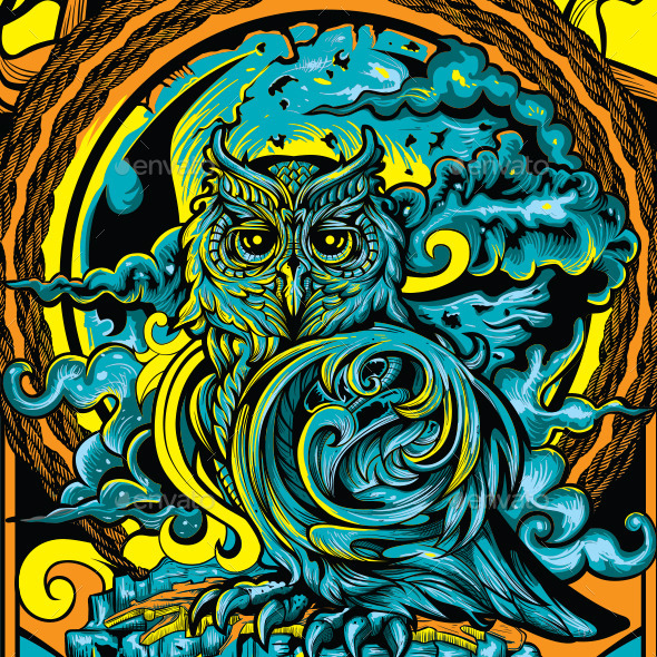 Mysterious Owl Illustration, Vectors | GraphicRiver