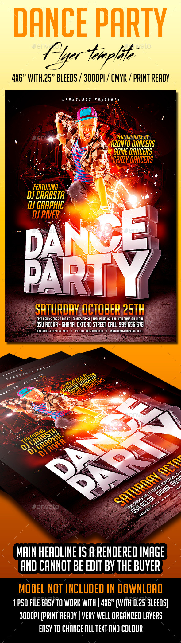 Dance Party Flyer Template by Crabsta52 | GraphicRiver