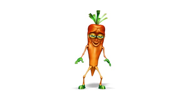 Happy Carrot Looped Dance on White Background, Motion Graphics | VideoHive