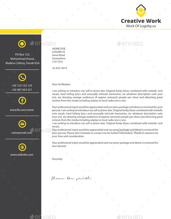 Creative Work Letterhead Design, Print Templates | GraphicRiver