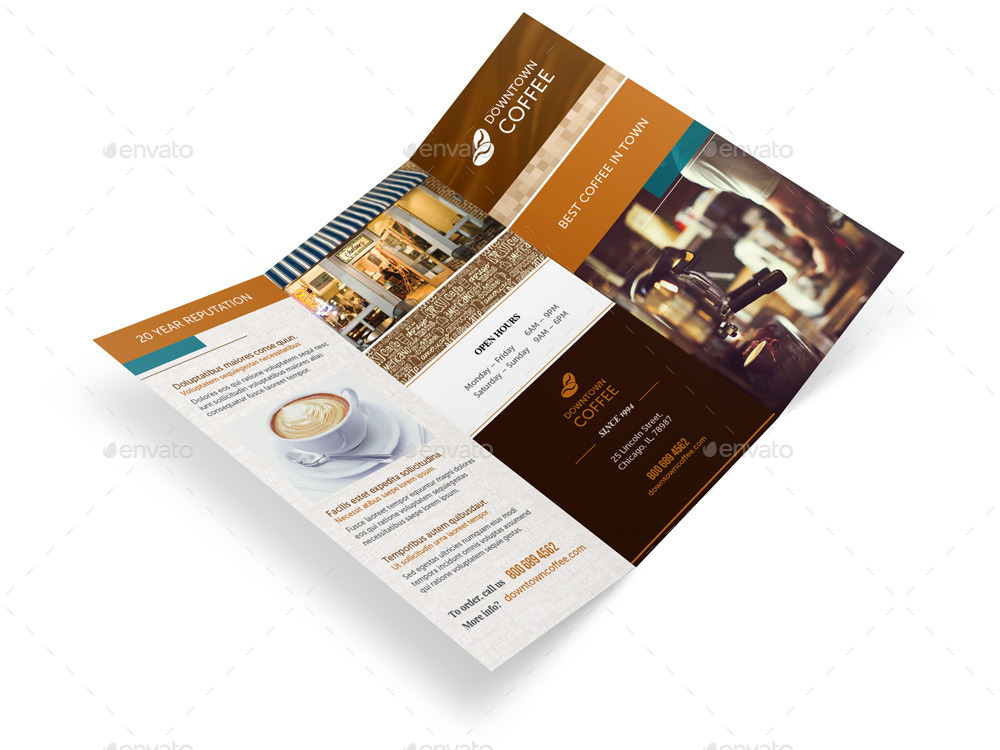 Coffee Shop Trifold Brochure, Print Templates | GraphicRiver