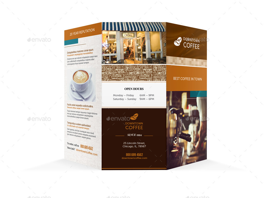 Coffee Shop Trifold Brochure, Print Templates | GraphicRiver