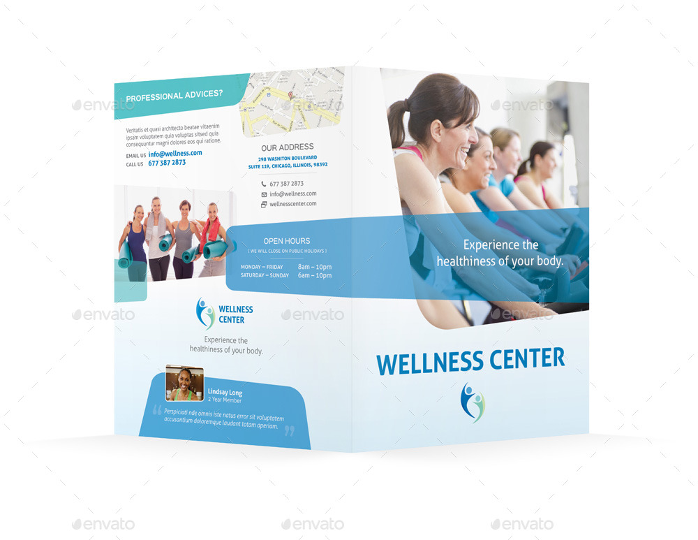 Wellness Center Bifold / Halffold Brochure, Print Templates | GraphicRiver