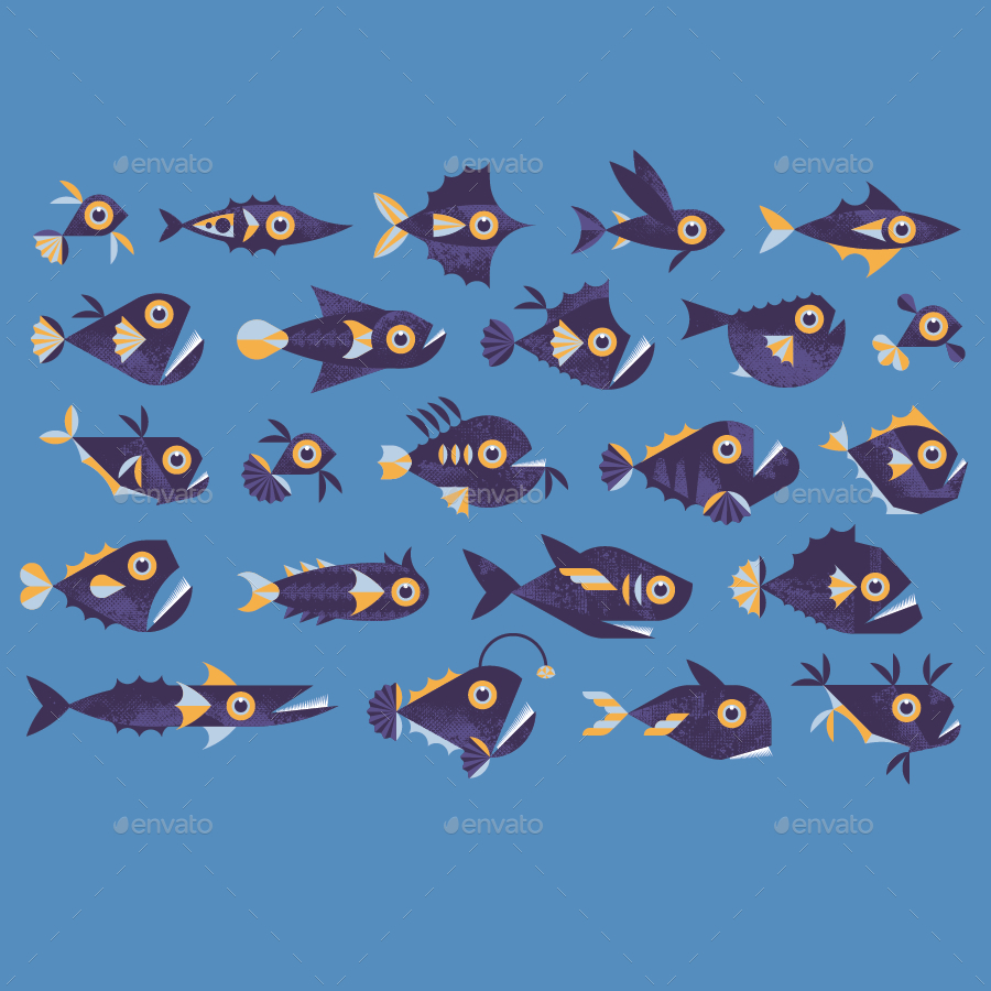 Flat Fish - Vector Pack, Vectors | GraphicRiver