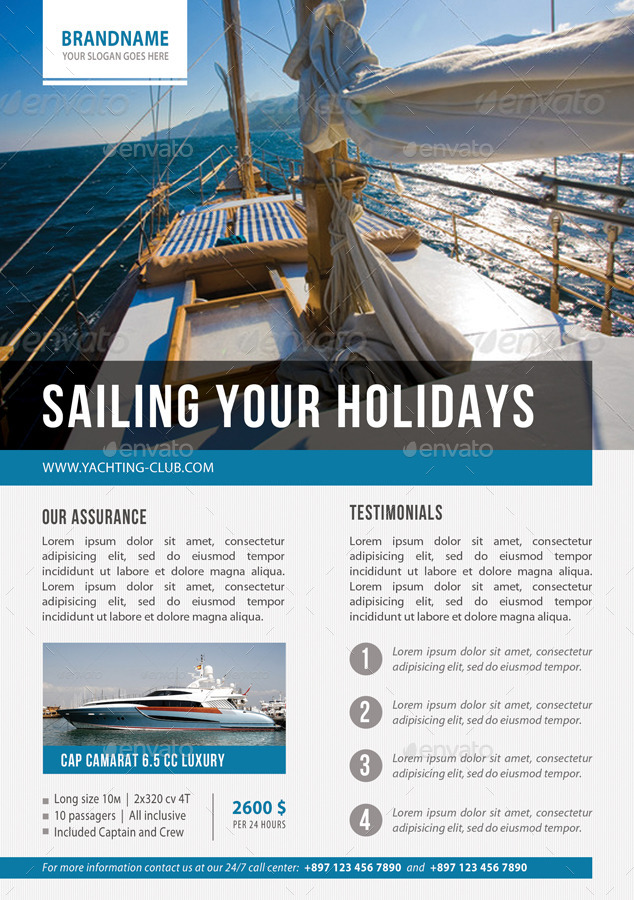Sailing Yacht Travel Flyer 02, Print Templates | GraphicRiver