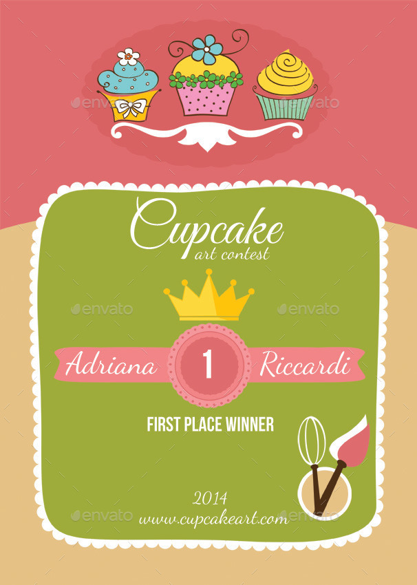 Cupcake Art Contest and Bakery Flyers , Print Templates | GraphicRiver