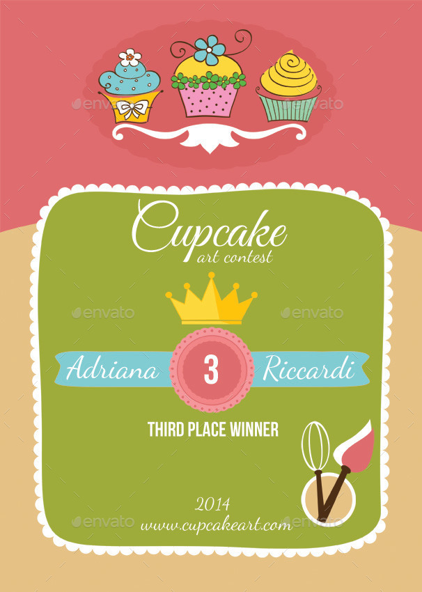 Cupcake Art Contest and Bakery Flyers , Print Templates | GraphicRiver