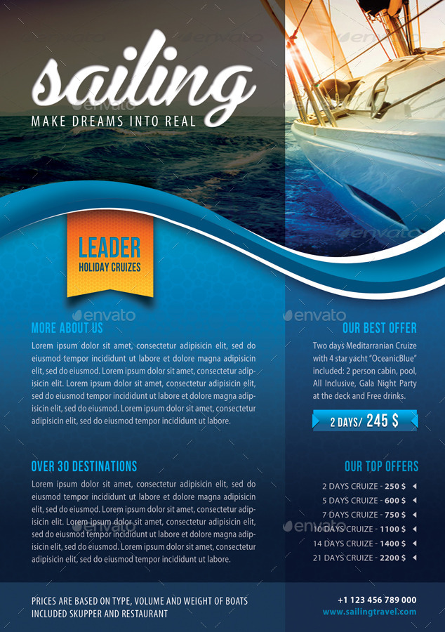 3 in 1 Sailing Yacht Travel Flyers Bundle, Print Templates | GraphicRiver
