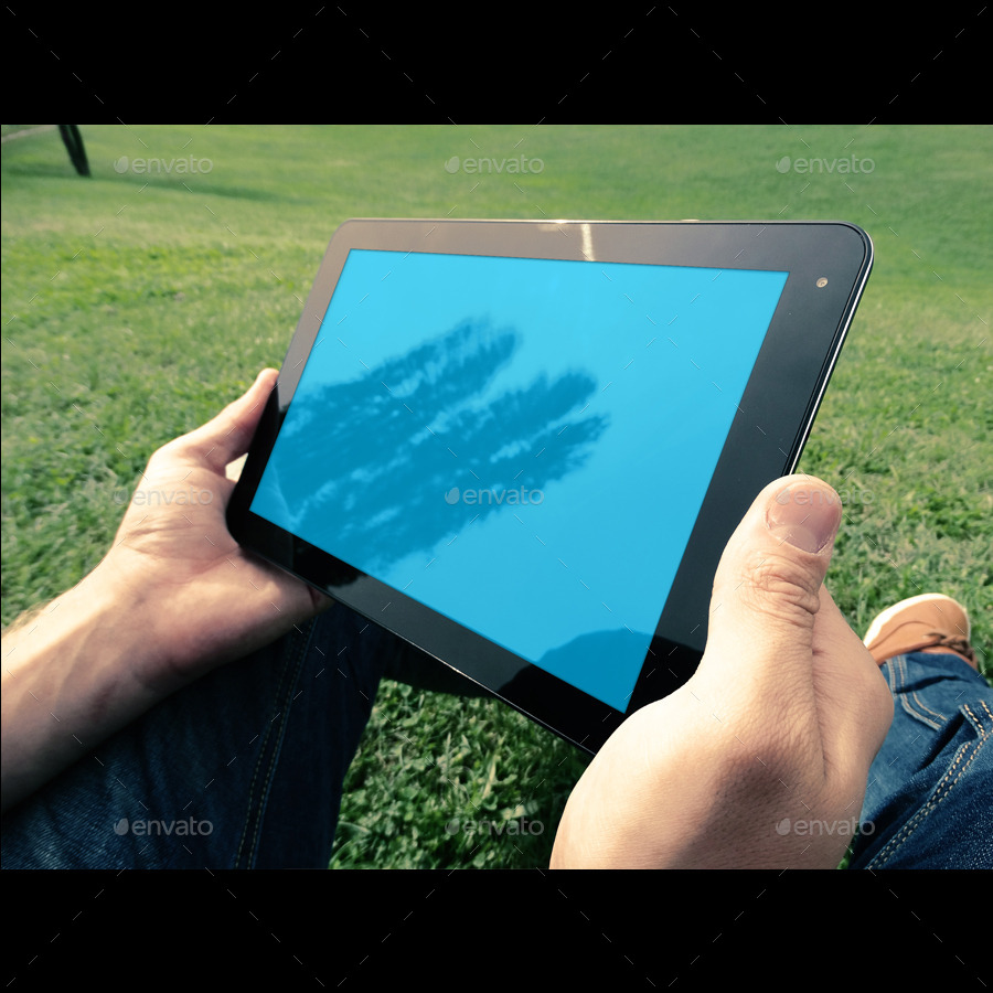 9 Photorealistic Tablet With Hands Mock-Up by zlatkosan1 | GraphicRiver