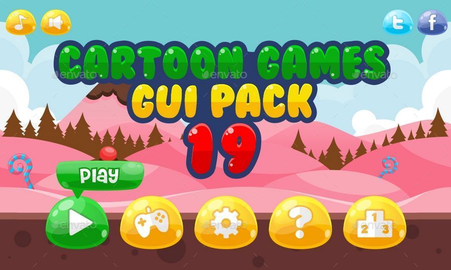 Cartoon Games GUI Pack 19, Game Assets | GraphicRiver