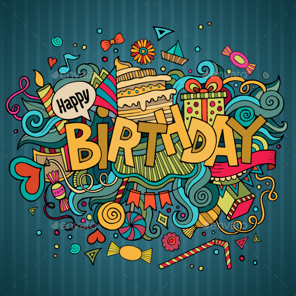 3 Birthday Doodles Designs, Vectors | GraphicRiver