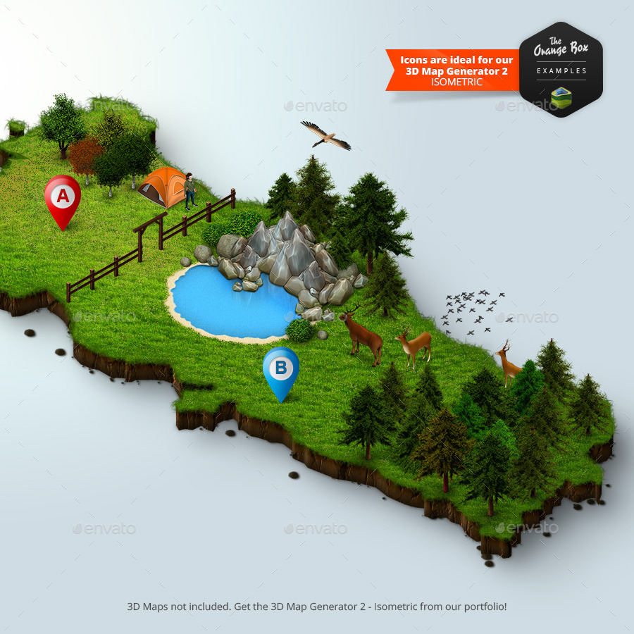 Isometric Map Icons - Animals, Plants and Farm, Icons | GraphicRiver