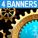 Four Banners with Gears, Vectors | GraphicRiver