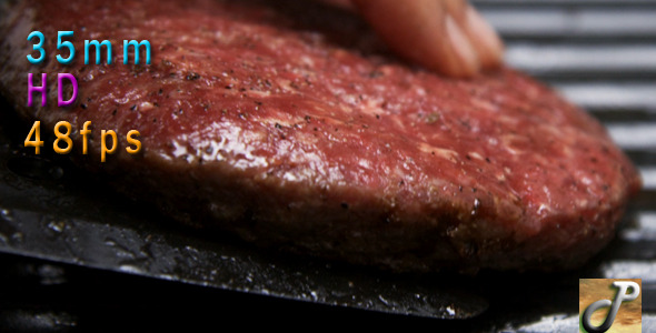 Hamburger Being Flip When Grill, Stock Footage | VideoHive
