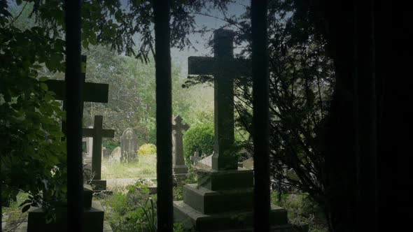 Passing Railings Outside Cemetery With Many Graves, Stock Footage ...