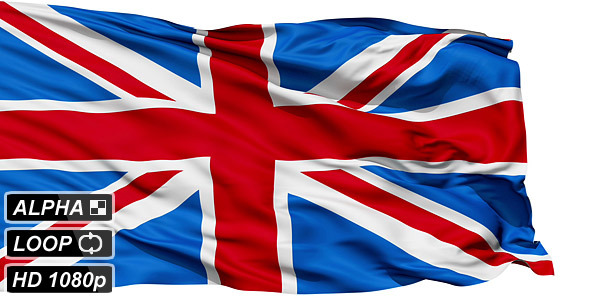 Isolated Waving National Flag of Great Britain(English), Motion Graphics