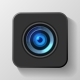 Blue Camera Lens Icon on Black. Vector, Vectors | GraphicRiver