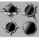 Set of Steel Glossy Shields and Compass Roses, Vectors | GraphicRiver