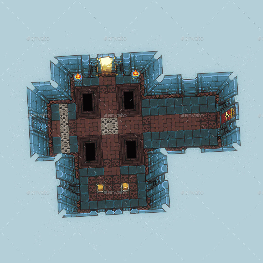 RPG Dungeon Level Chip Set 02 Blue, Game Assets | GraphicRiver