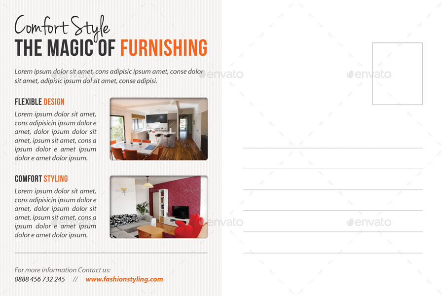 Interior Design Postcard Template, Print Templates | GraphicRiver