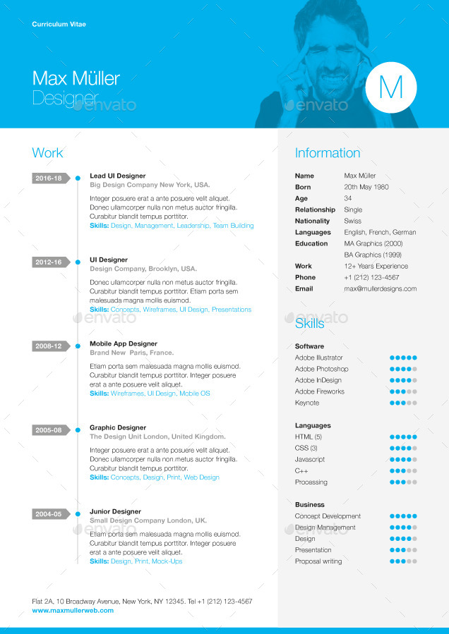 Neue Swiss Resume CV, Print Templates | GraphicRiver