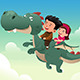 Kids riding a Dragon, Vectors | GraphicRiver